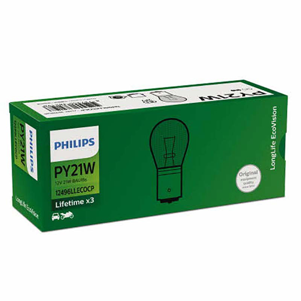Philips Long Life EcoVision 581 12V PY21W Amber Bulb - Single Bulb ...
