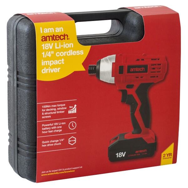 amtech Cordless 18v Impact Driver (1/4") + Battery & Charger | Euro Car ...