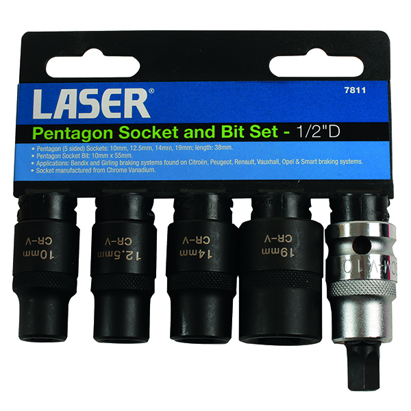 Laser Pentagon Socket And Bit Set 5pc | Euro Car Parts